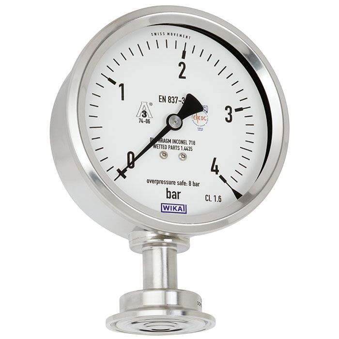 Wika PG43SA-S Series 100 mm Flush Diaphragm Pressure Gauge | PressureWorx